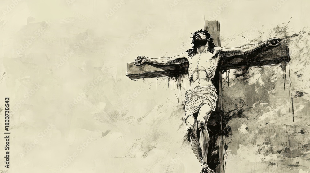 depicting the crucifixion and death of Jesus Christ as described in the ...