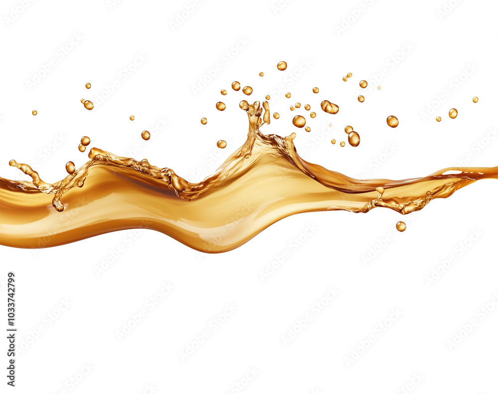 liquid caramel splash on a white background, horizontal coffee splash ...