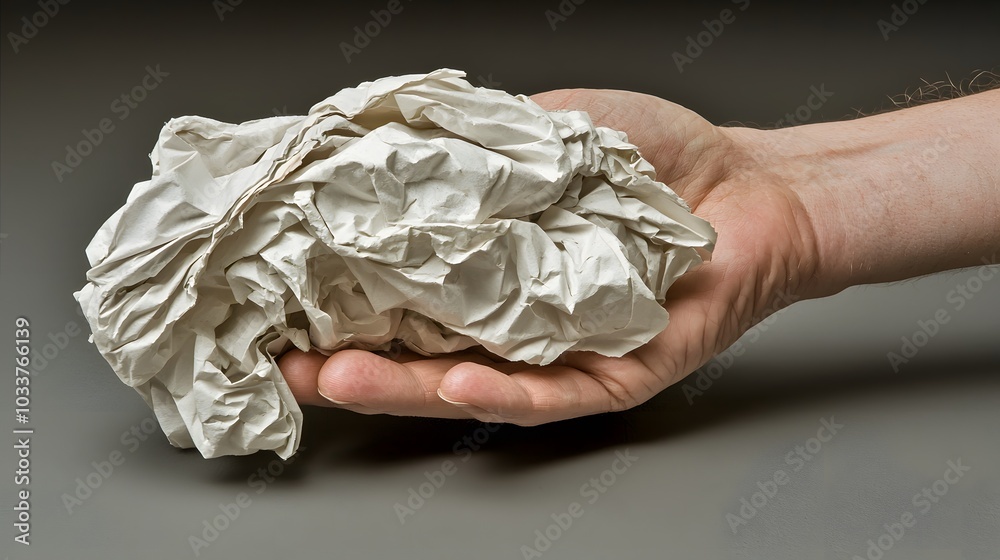 Paper Recycling Symbol: A hand holding a crumpled paper with the ...