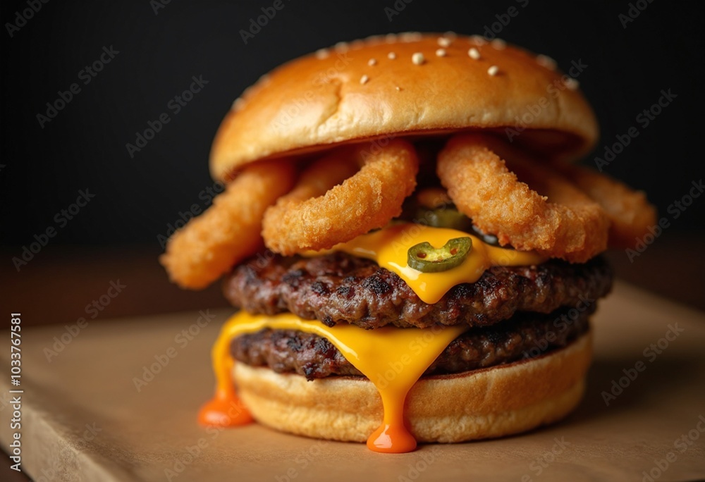 Foto de Stock Professional food photography of a cheeseburger with ...