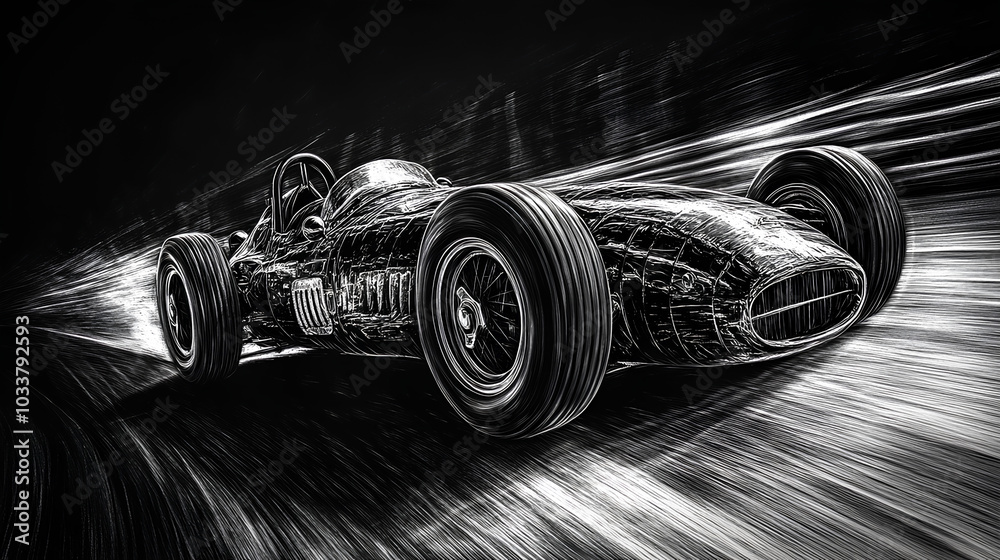 classic race car, capturing the speed and elegance of historic ...