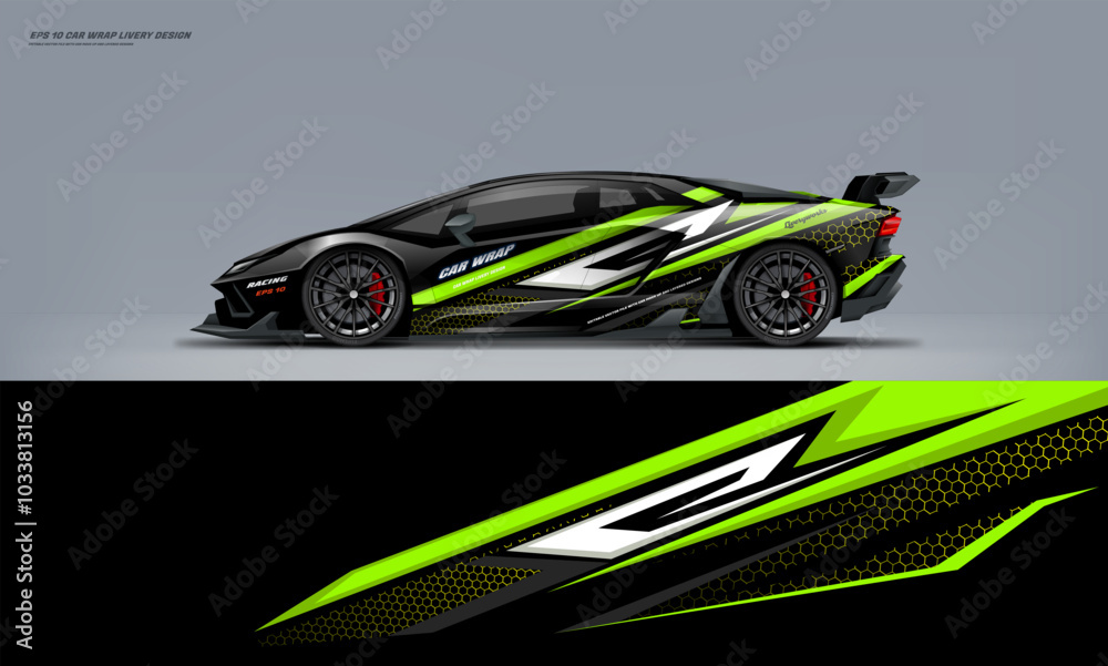 Sport racing supercar wrap livery design green color combination for ...