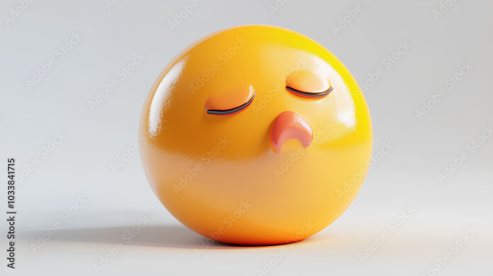 Sleeping face three dimensional emoji. Snoring emoticon isolated white ...