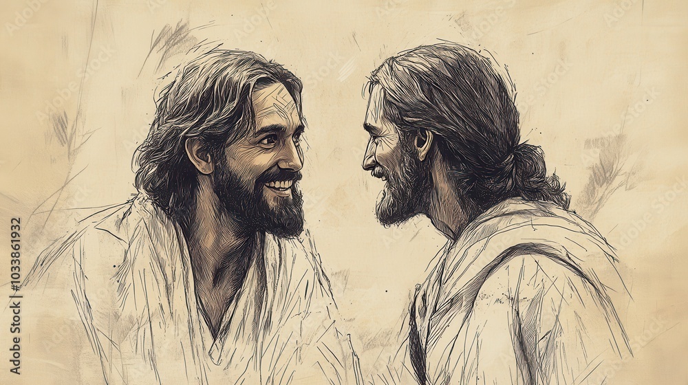Jesus with a compassionate smile telling the healed man to go home to ...