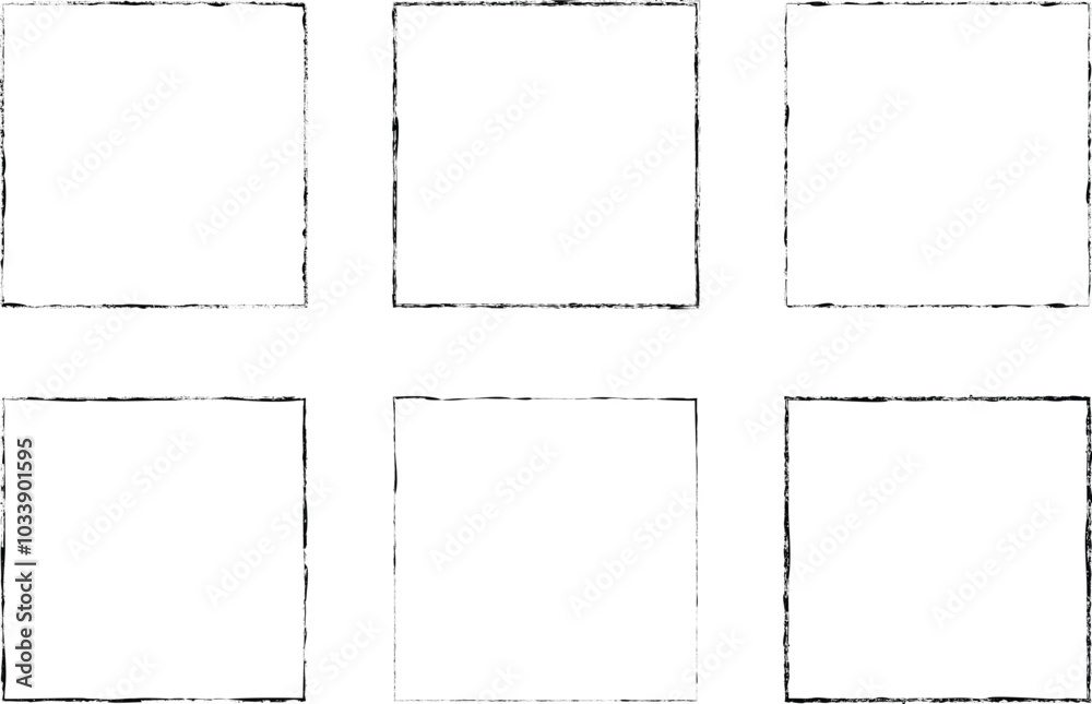 Set of vector border frames with rough edges . Square frame template ...