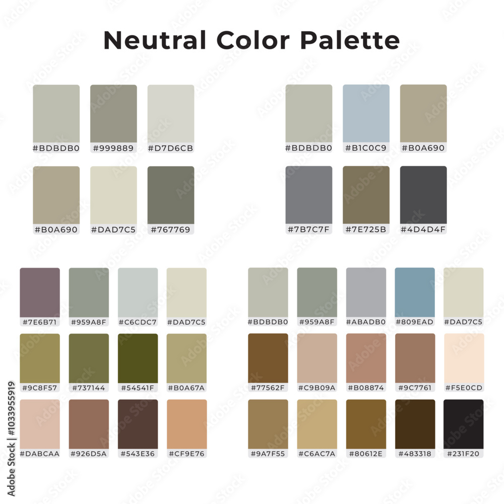Neutral color palette collections Stock Vector | Adobe Stock