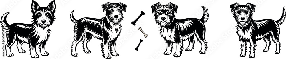 Image vectorielle Stock Set de animales en vector. Siluetas de perros vectorizadas. Pack de ...