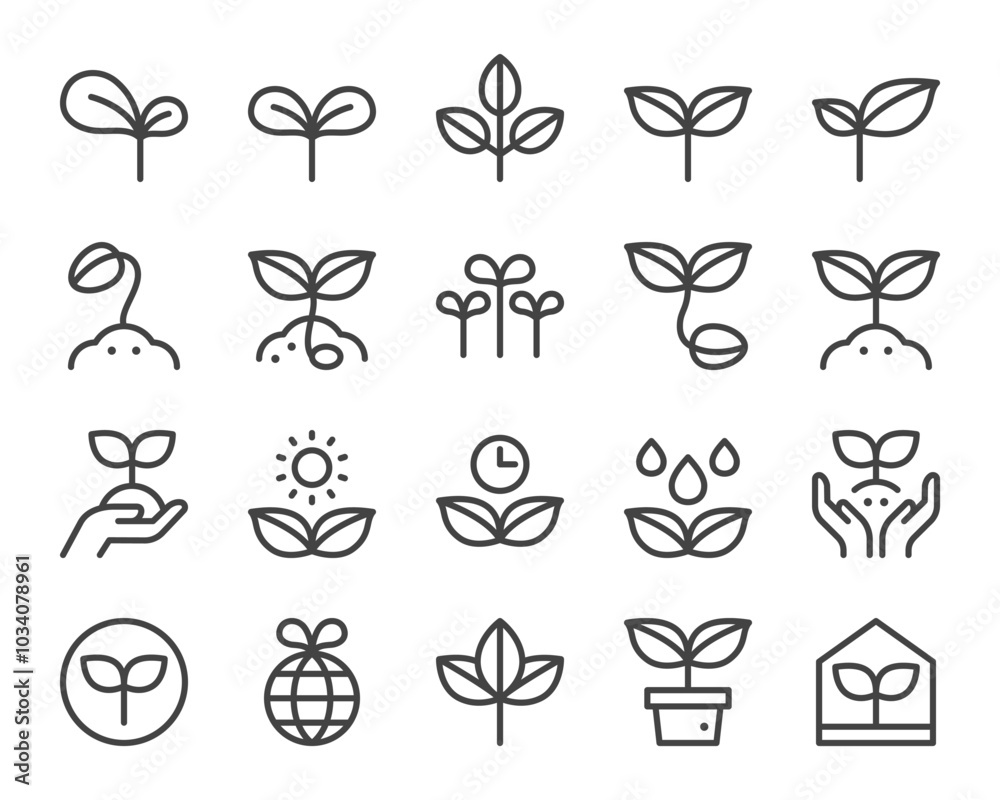 plant line icon set Stock Vector | Adobe Stock
