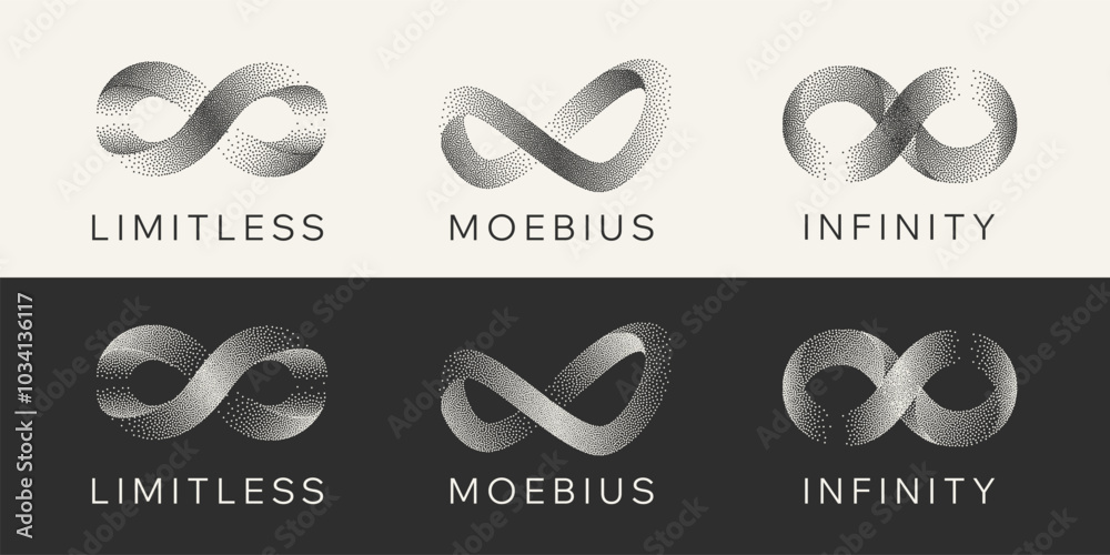Gritty Dots Digital Technology Grey Light Vector Infinity Logo ...