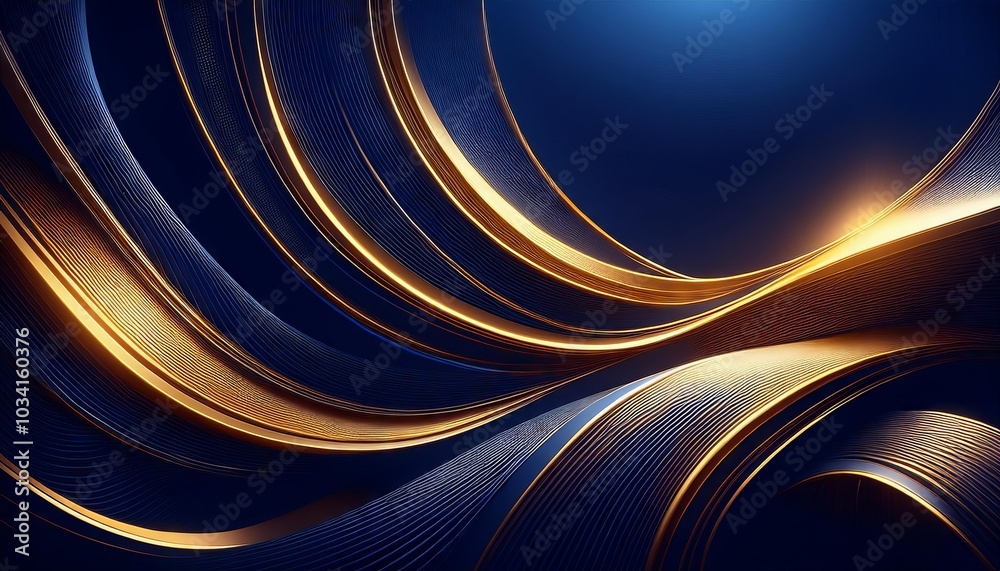 Abstract blue and gold wave background with a modern and elegant design ...
