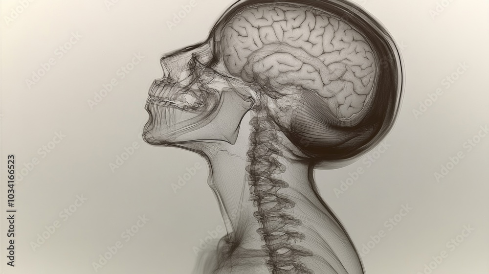 Human Brain Anatomy Skull Spine X ray Medical Illustration Healthcare ...