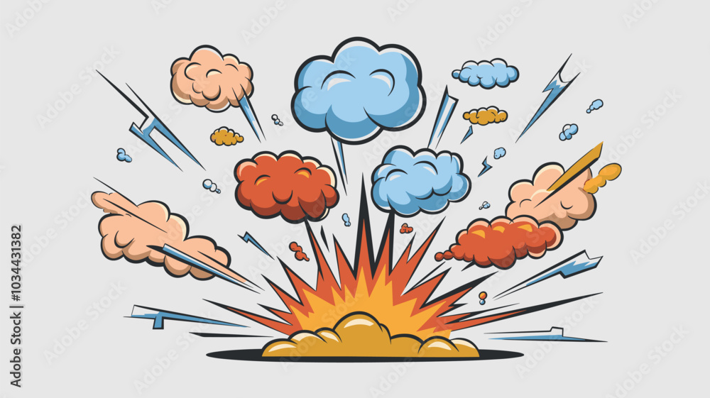 Vector de Stock Smoke explode animation sprite sheet. Cartoon clouds, steam vfx explosion ...