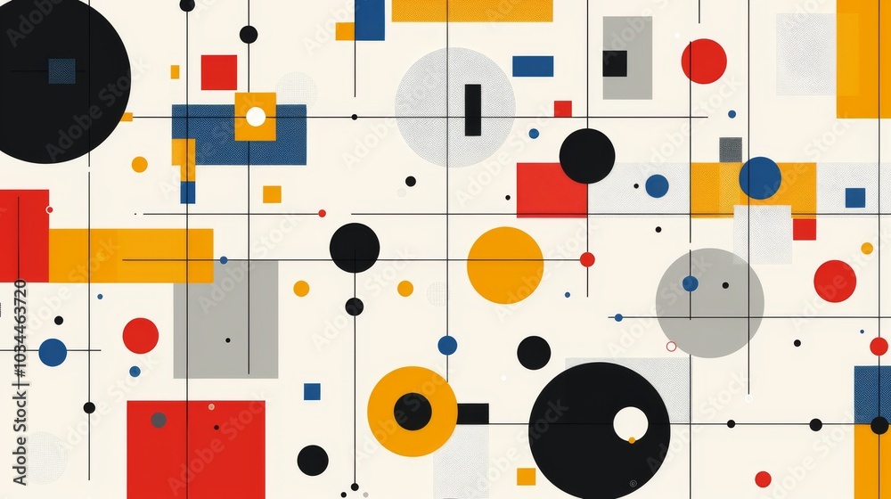 Abstract geometric Bauhaus pattern poster with overlapping shapes and ...