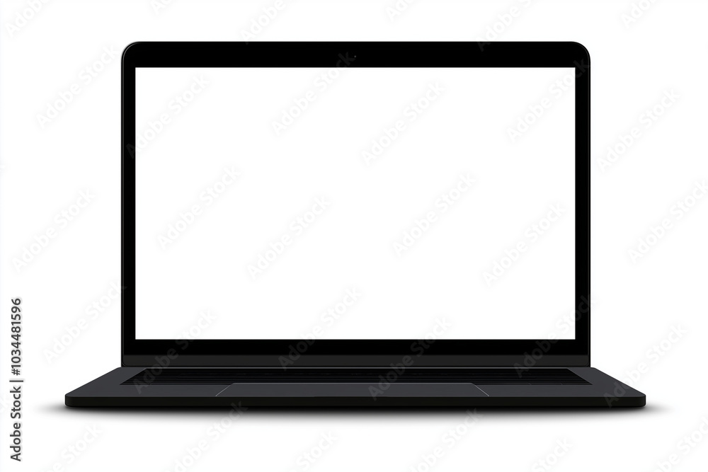 Front view of a MacBook Pro with a white screen, transparent background ...