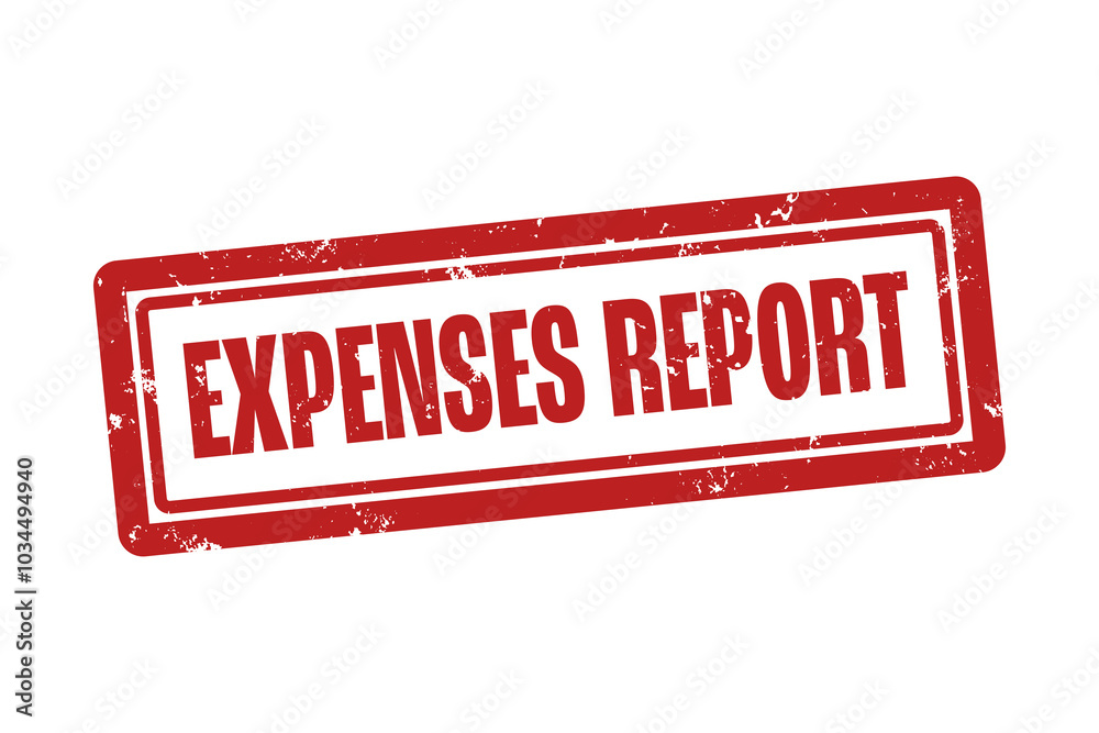 Expenses Report. A red stamp isolated on white background. Stock ...