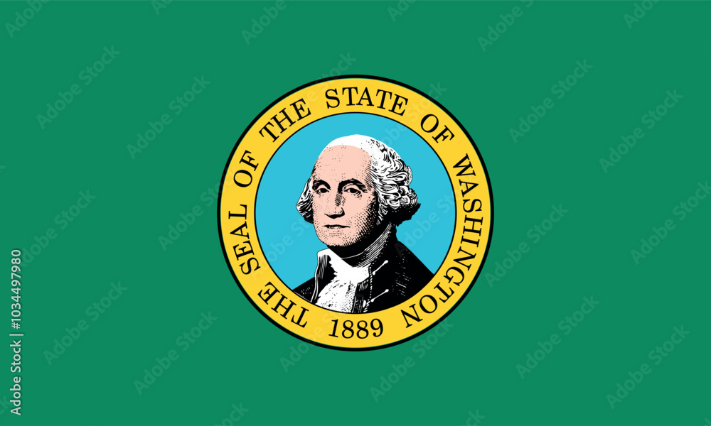 Normal flag of the United States federal state of WASHINGTON with ...