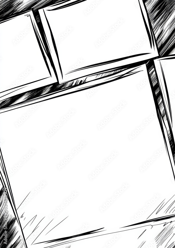 Simple comic book page template featuring five empty panels with a ...