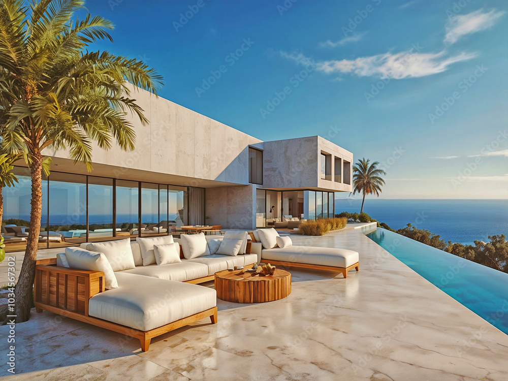 Modern Seaside Villa, Luxury Resort Hotel, Cliffside Retreat With Ocean ...
