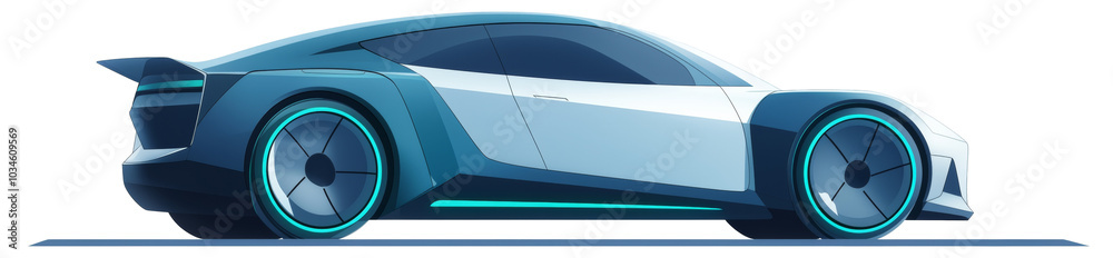 Futuristic electric car design showcased from a side view isolated on ...