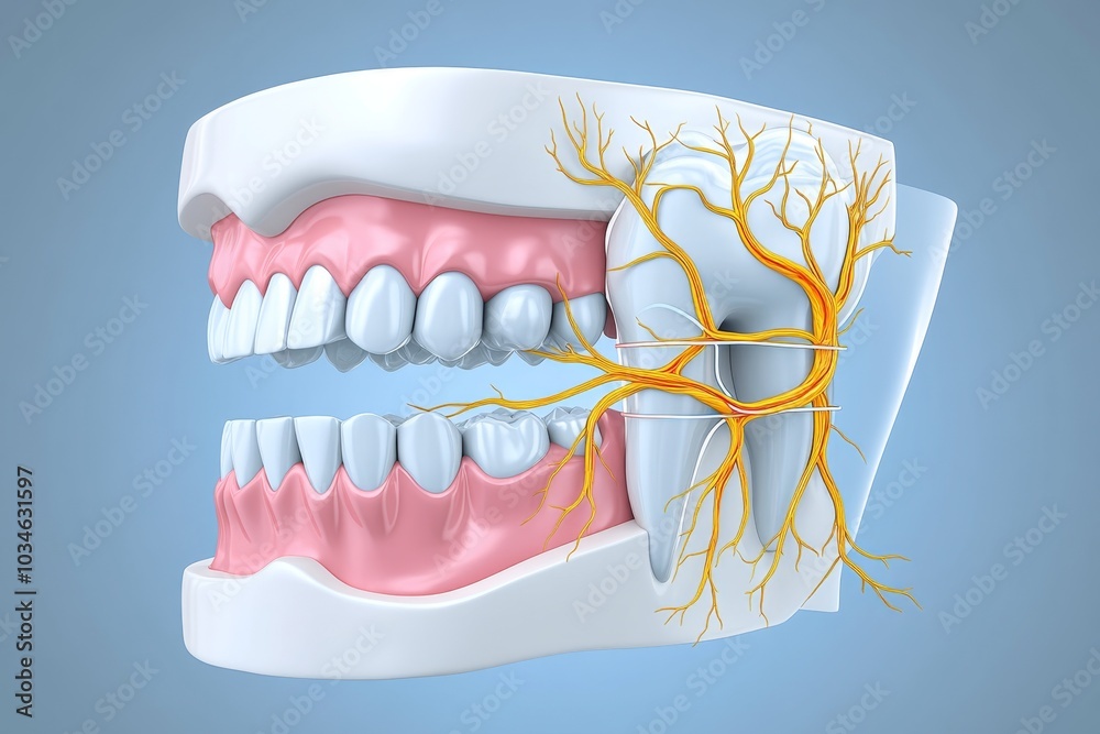 A diagram of mandibular nerve pathways, showing their distribution ...