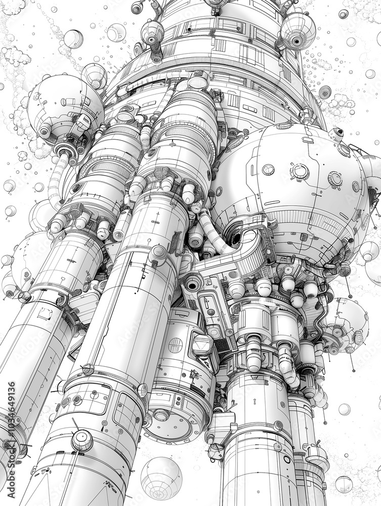 Future city coloring page in cartoon style. Futuristic street ...