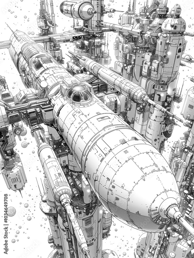 Future city coloring page in cartoon style. Futuristic street ...