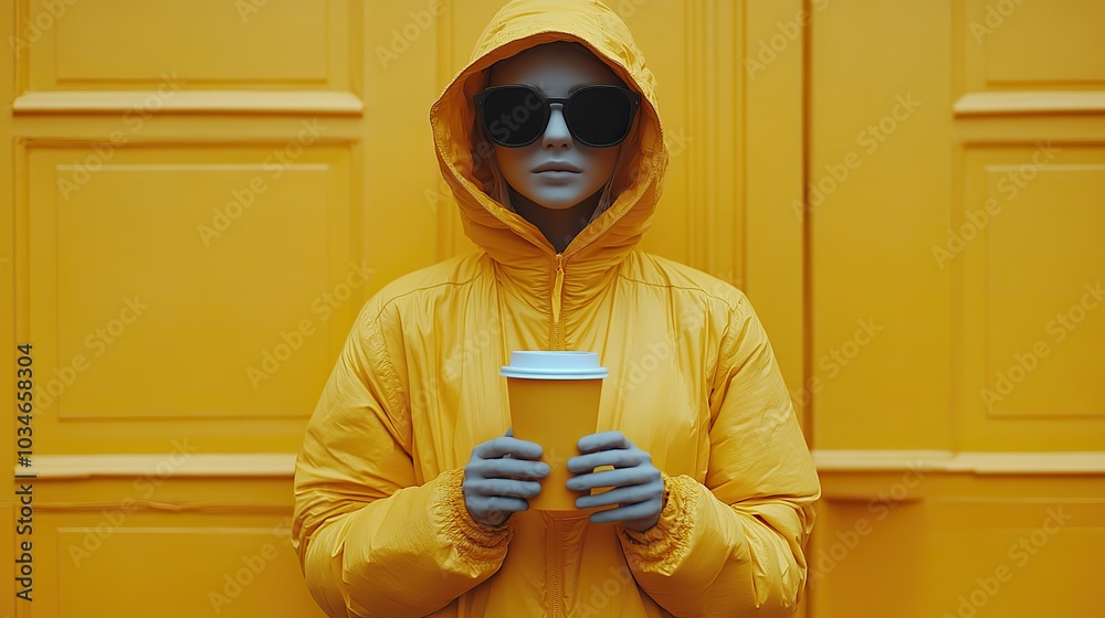 gen z style virtual influencer depicted from the torso up holding ...