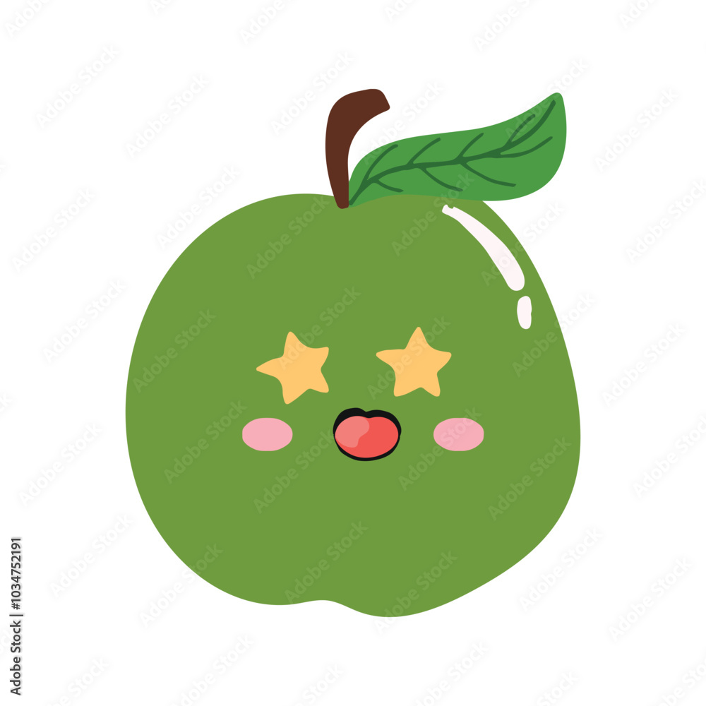 cute kawaii apples sticker emoticon isolated on white background. Cute ...