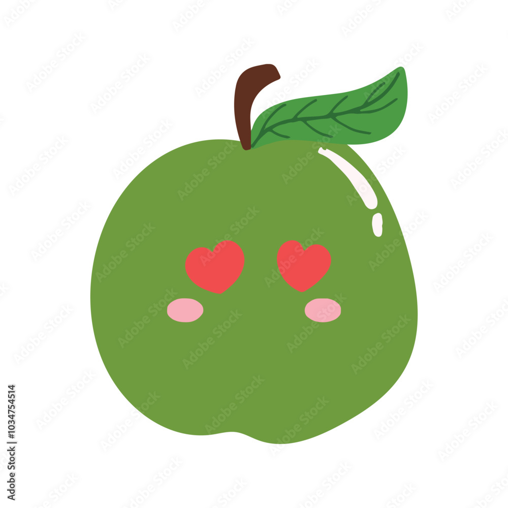 cute kawaii apples sticker emoticon isolated on white background. Cute ...