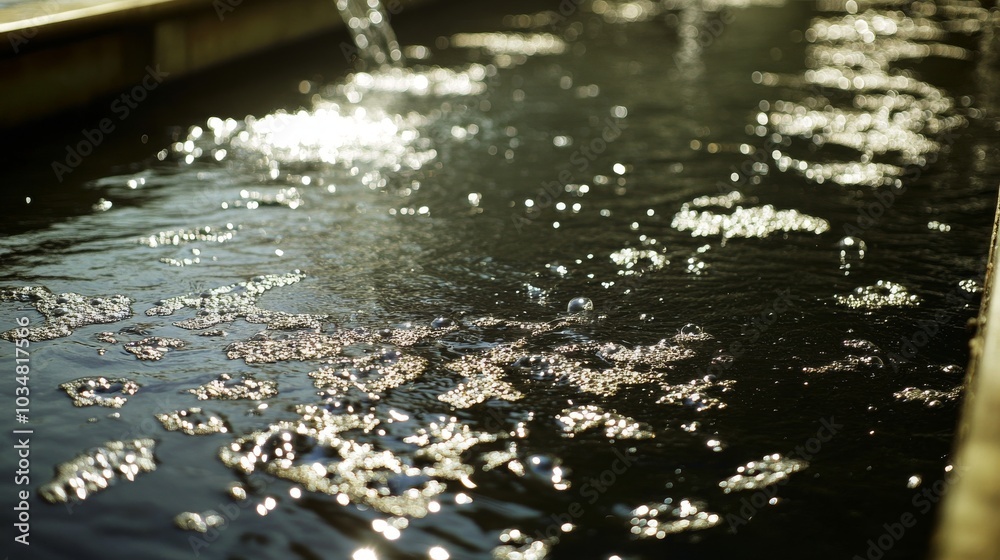 2410 47.A detailed photograph of large aeration tanks in a wastewater ...