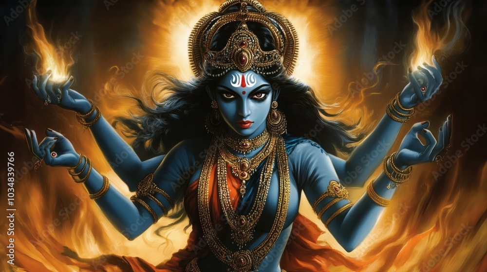 Image of Hindu Religion Goddess Lord Maha Kali Stock Illustration ...
