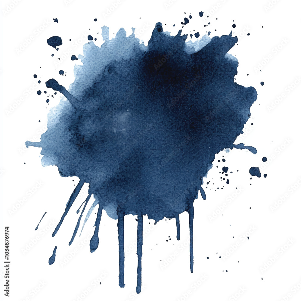 Navy Blue splash watercolor clipart illustration Stock Vector | Adobe Stock