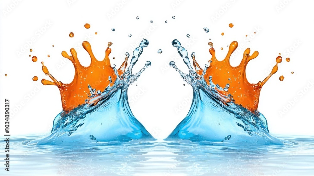 A photostock images of a splash of fire and water merging, isolated on ...