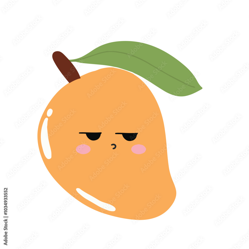 cute kawaii mango sticker emoticon isolated on white background. Cute ...