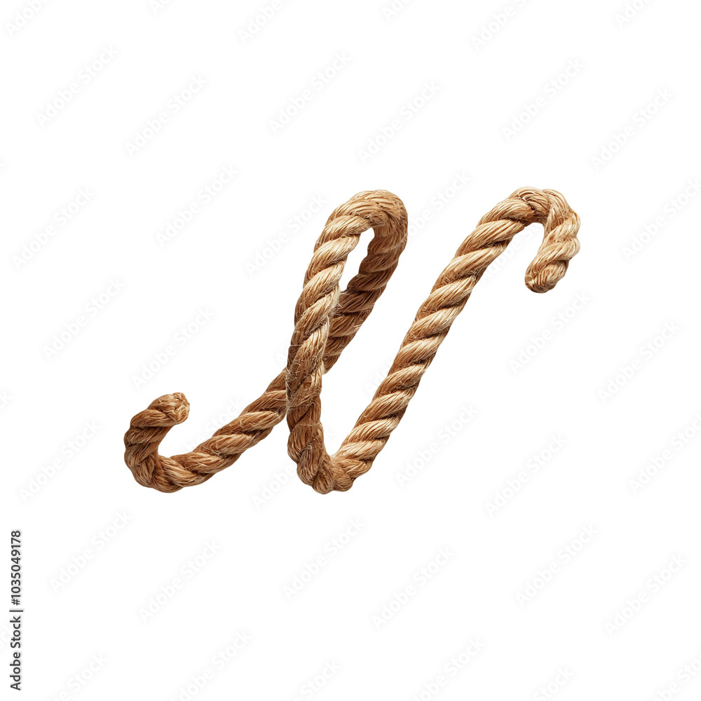 Rope alphabet letter n crafted from intertwined rope, Nautical or ...