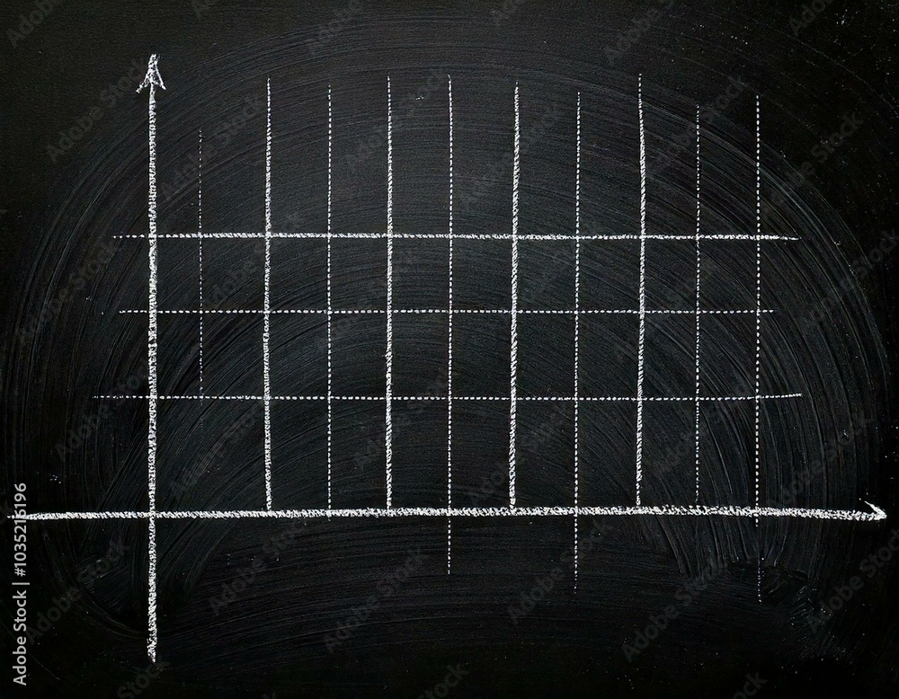 empty graph with gridlines grid lines on a blackboard chalk drawing ...