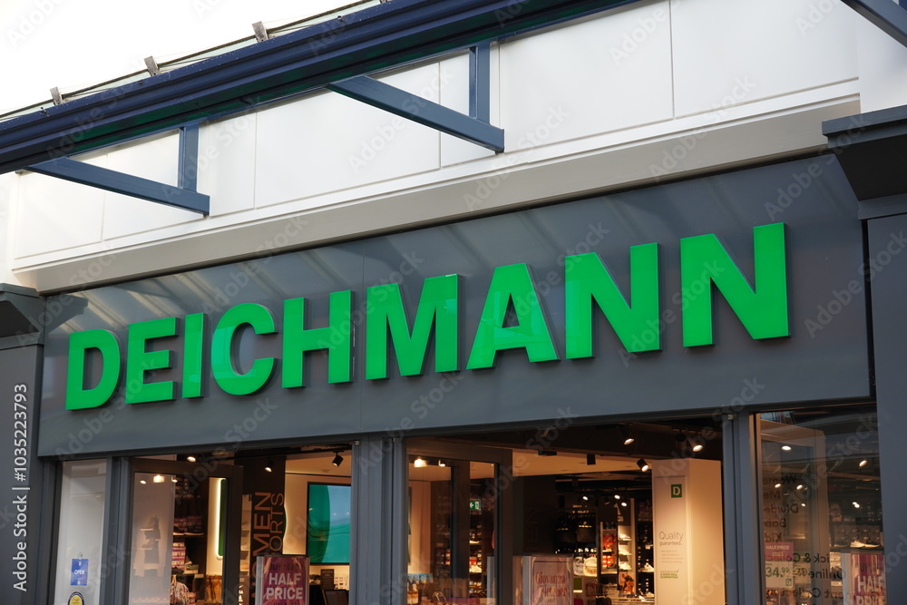 Salisbury England 17 October 2024 - Deichmann store sign and logo of ...