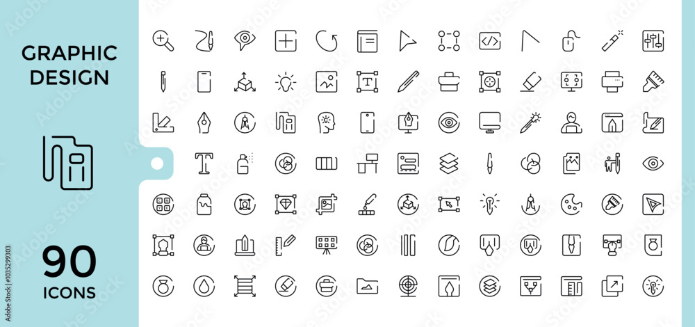 Graphic design line icons set. Related to thin line style of computer ...