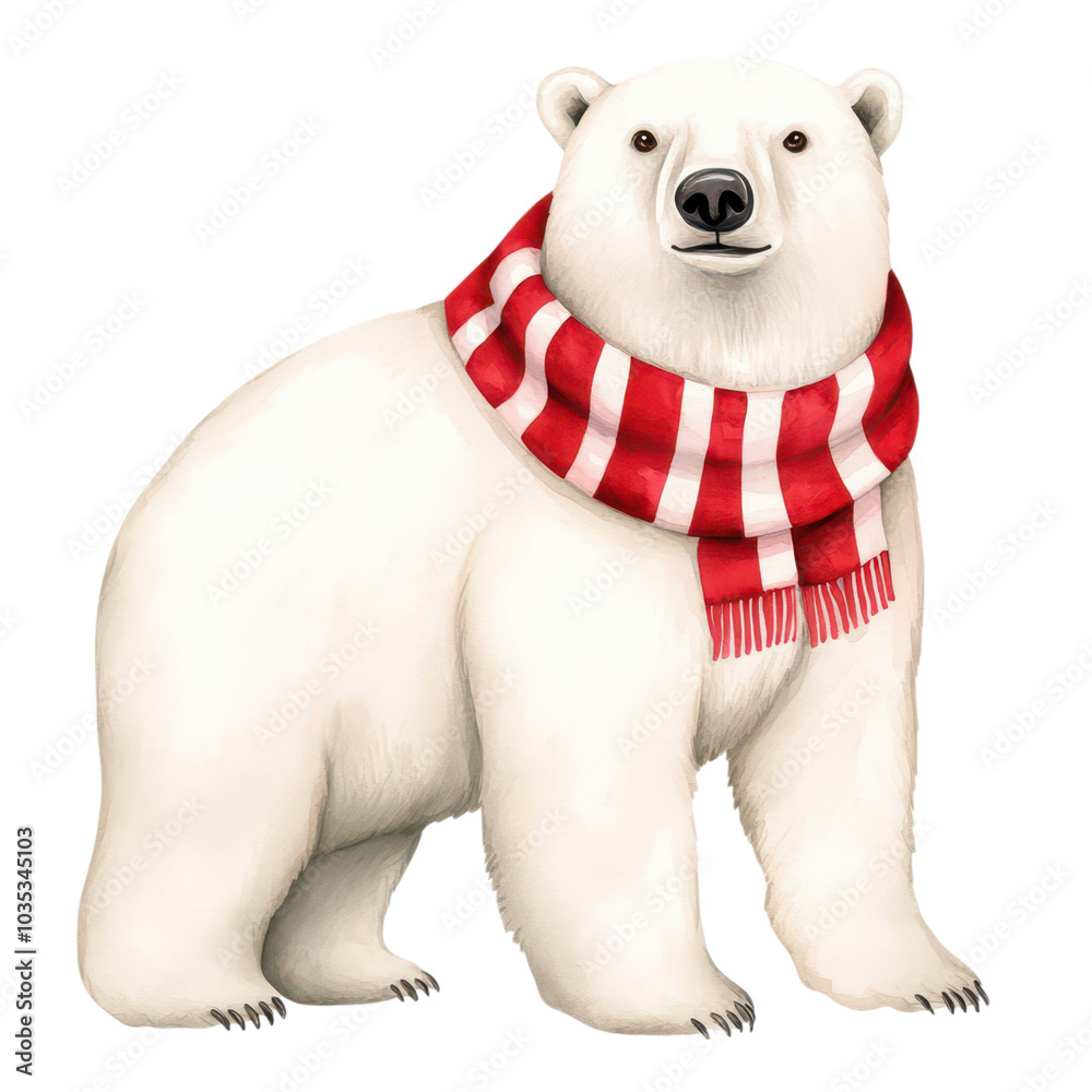 Charming Polar Bear Clipart: Winter Wonderland Watercolor Painting for ...