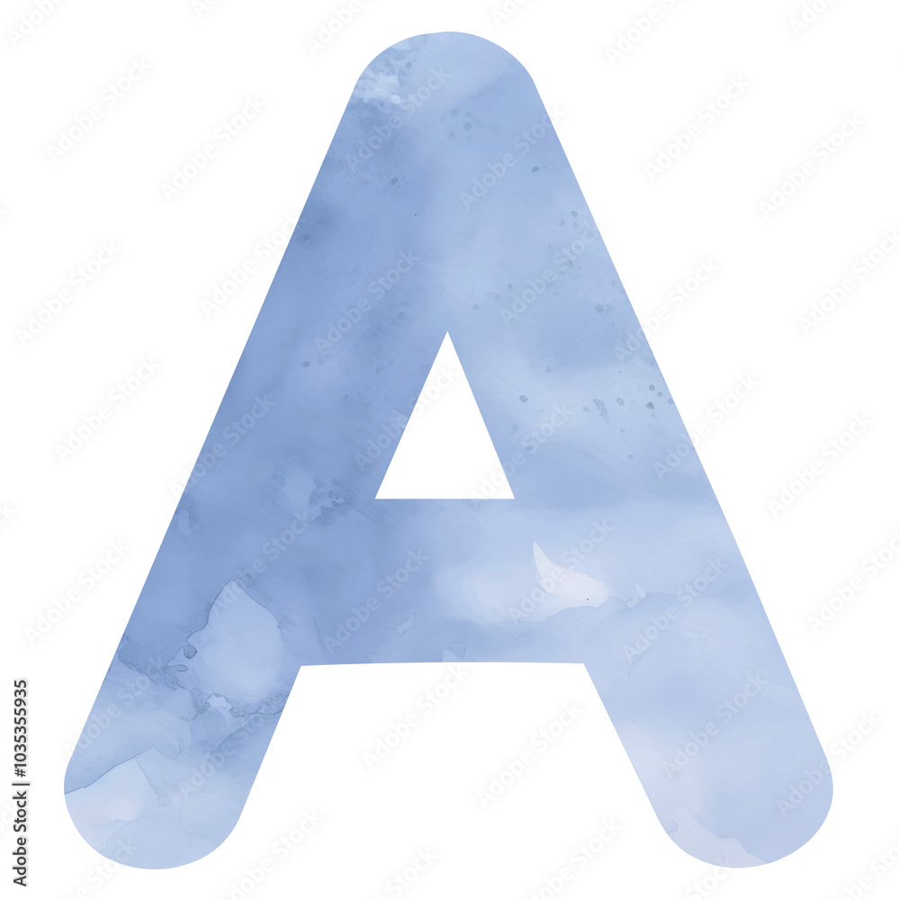 Letter A png blue watercolor alphabet, transparent background Stock ...