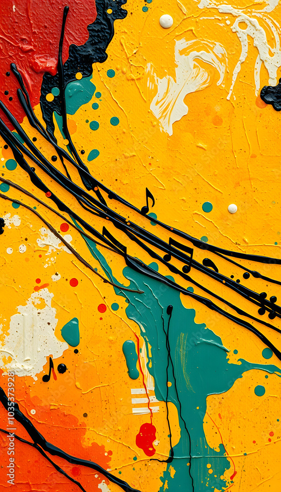 Abstract music background with impasto textures. Oil and acrylic ...