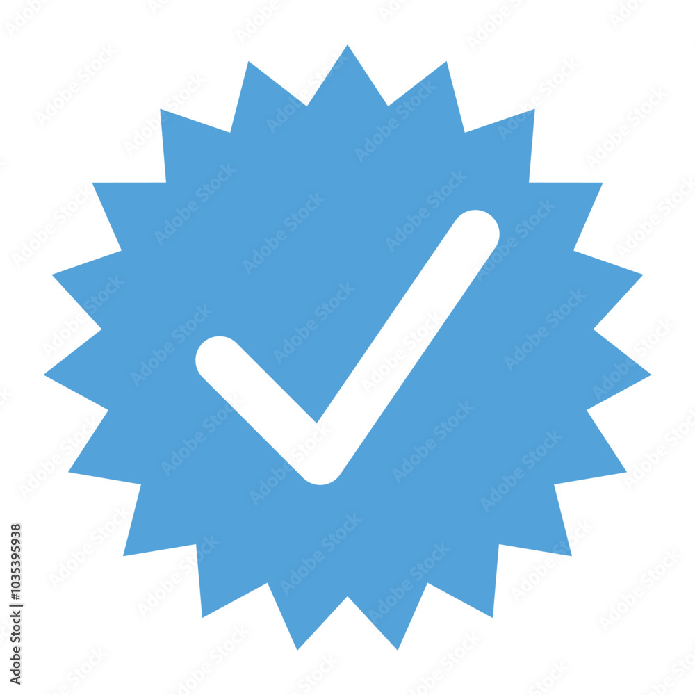 Blue tick. Check mark vector icon. Symbol of verification and certification on social media and ...