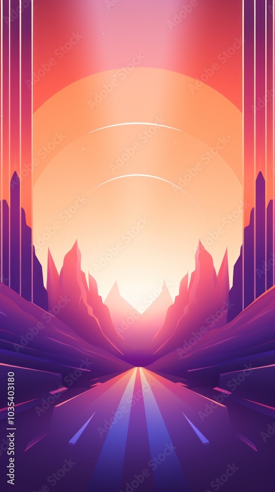 Retro Futuristic Background for Casual Mobile Game: Vertical Format for ...