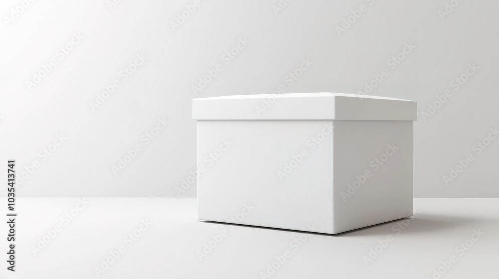 minimalist white square box with a plain design on white background ...