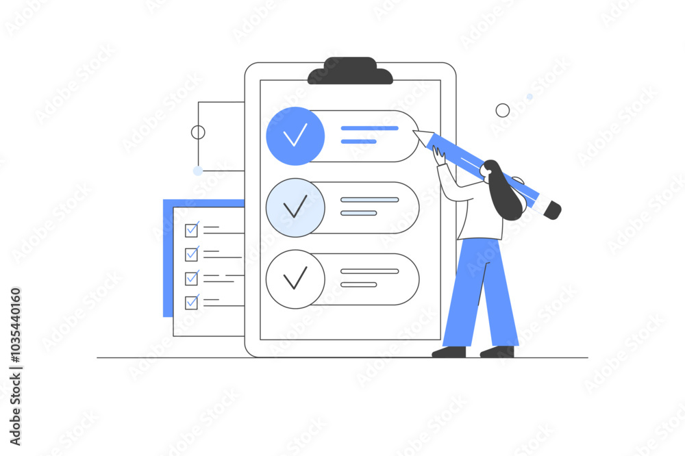 Online Survey, Rating Icon. Character Filling Survey Form, putting ...