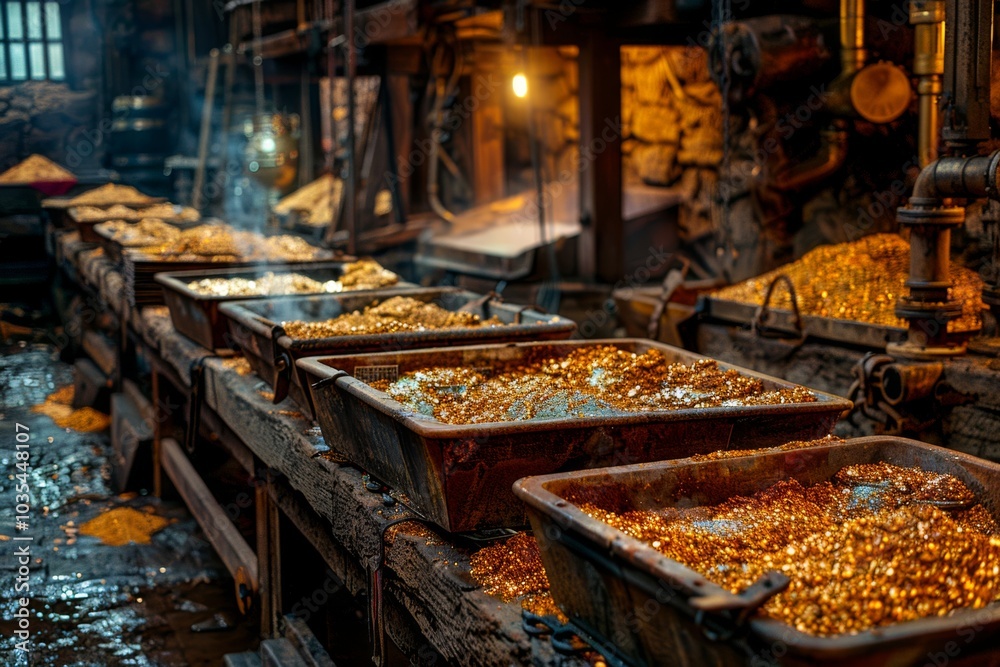 Photo Stock Detailed shot of gold extraction equipment, including ...