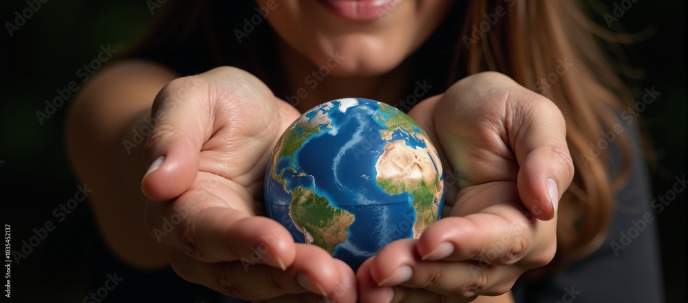 Nurturing Mother Earth depicted in an image with global focus Stock ...