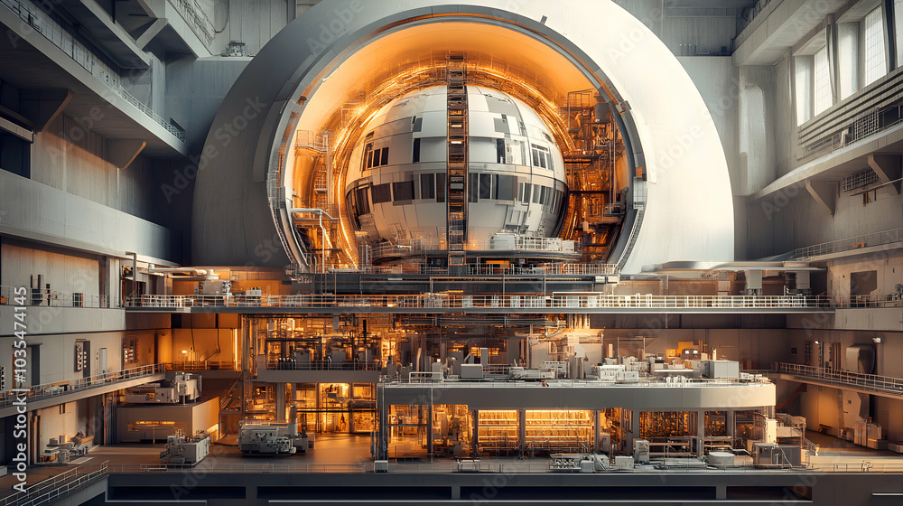 Cross-Section Visualization of a Nuclear Reactor Core Revealing Fuel ...