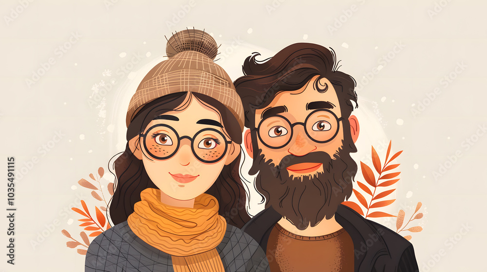 Jewish orthodox couple hand-drawn comic illustration. Jewish orthodox ...