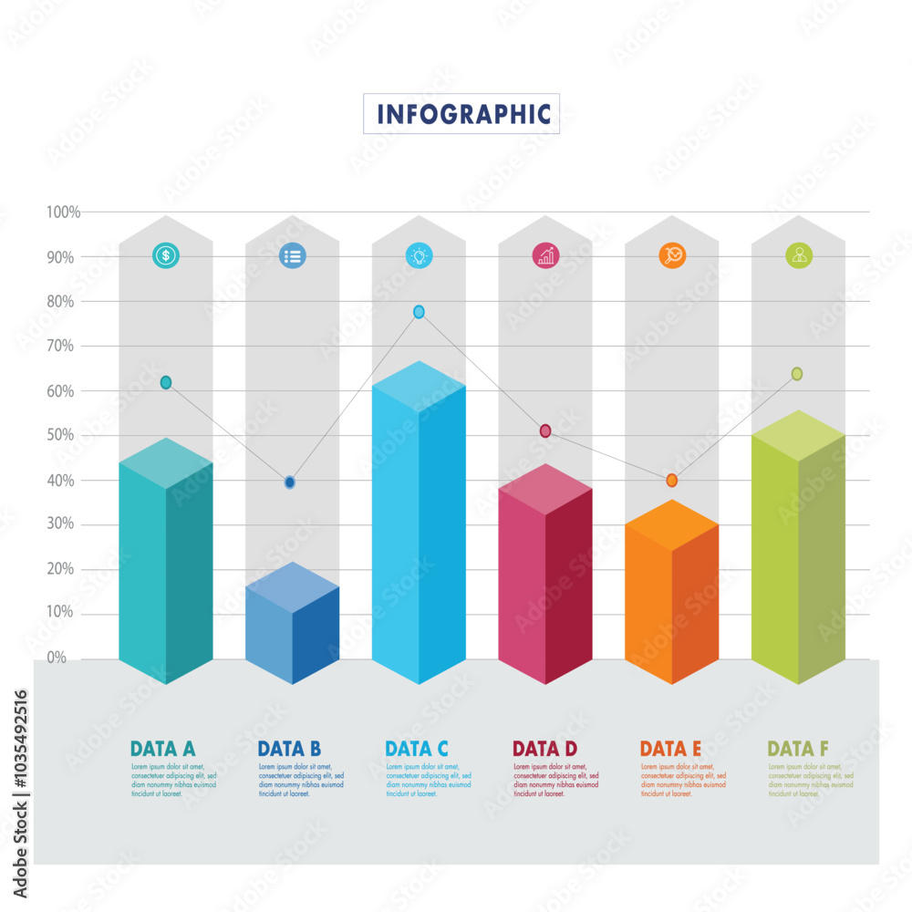 infographic graph template 3d column line chart Stock Vector | Adobe Stock